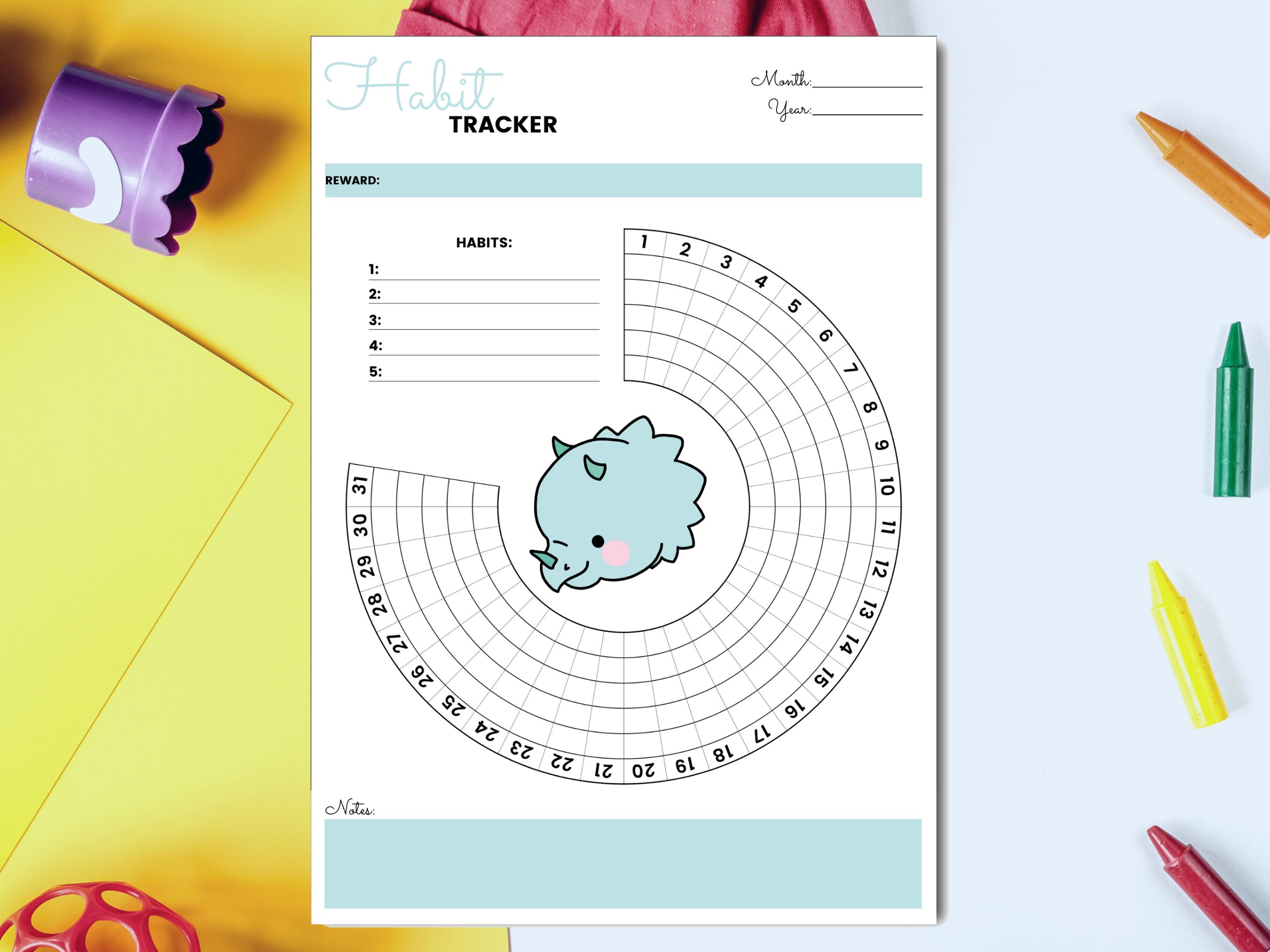 PRINTABLE HABIT TRACKER | Kids Habit Tracker | Undated | Dinosaur ...