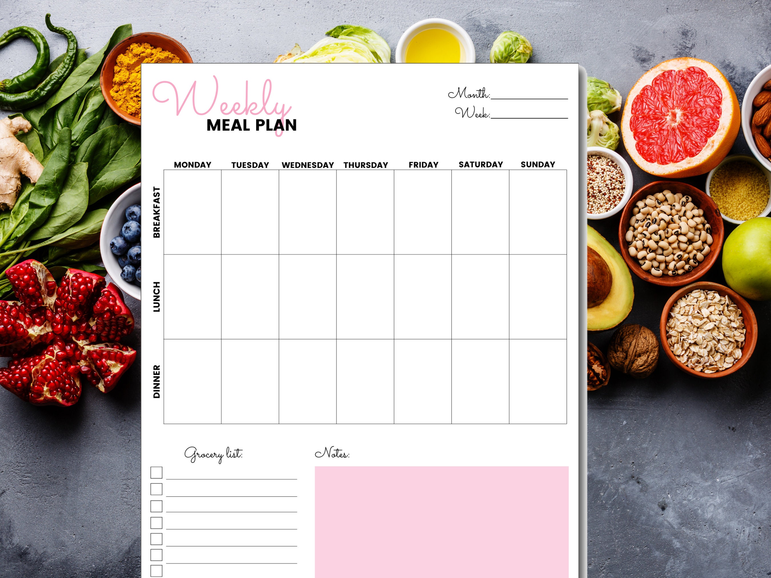 PRINTABLE MEAL PLANNER | Undated | Menu Planing | Kitchen Inventory ...