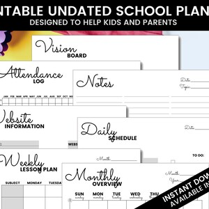 PRINTABLE HOMESCHOOL PLANNER Undated Lesson Planner Remote Learning ...