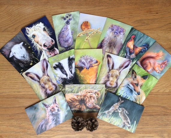 6 Blank Animal Cards Notelets Wildlife Cards Nature Lover - Etsy