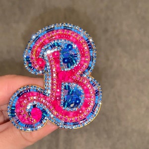 Handmade Barbje Font Brooch Pin Glass Beaded B Letter Broach Barb Logo ...