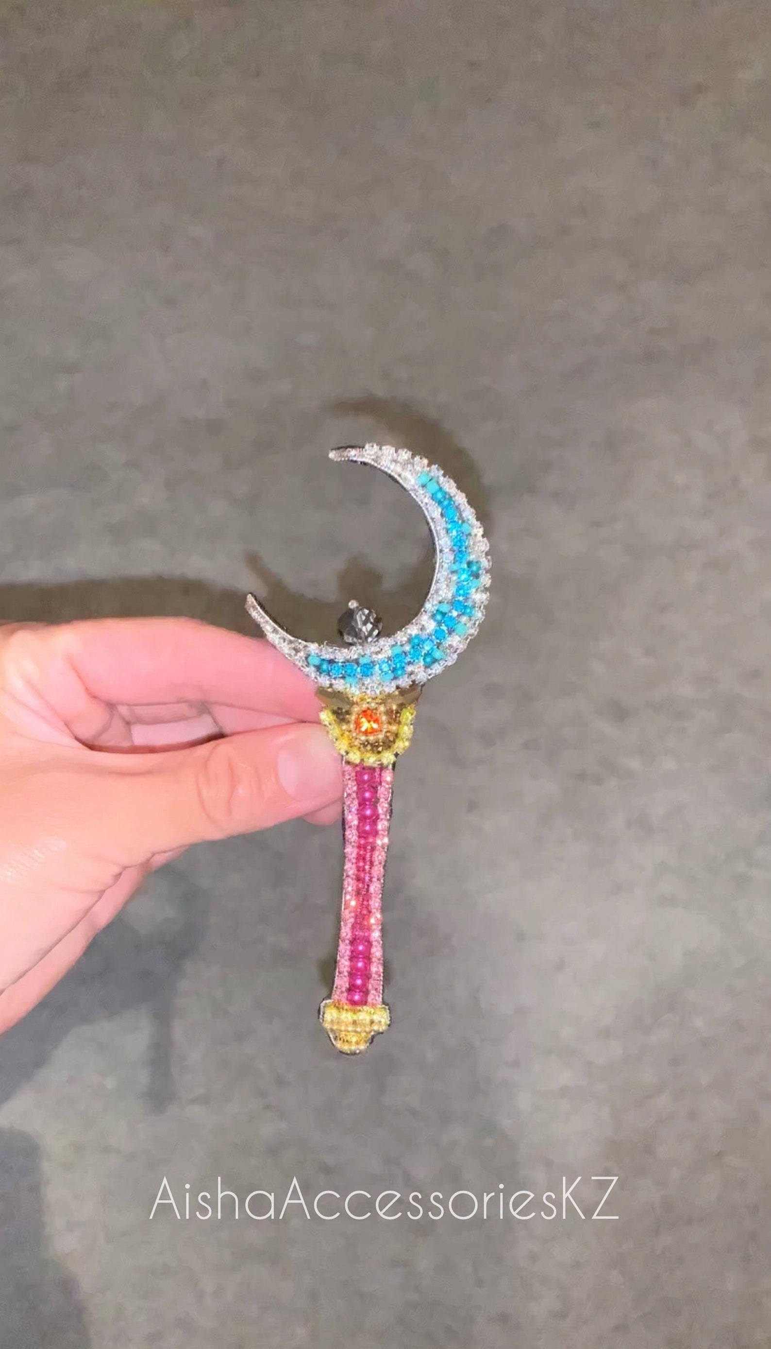 Handcrafted Sailr Moon Rod Brooch Glass Bead Sailr Moon Stick Broach ...