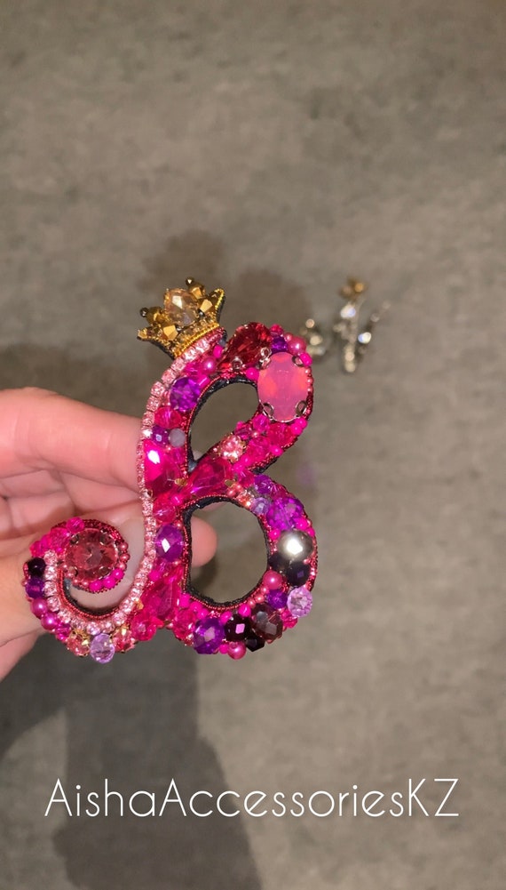 Letter Brooch Pin Hand Embroidered Letter Broach Crystal - Etsy