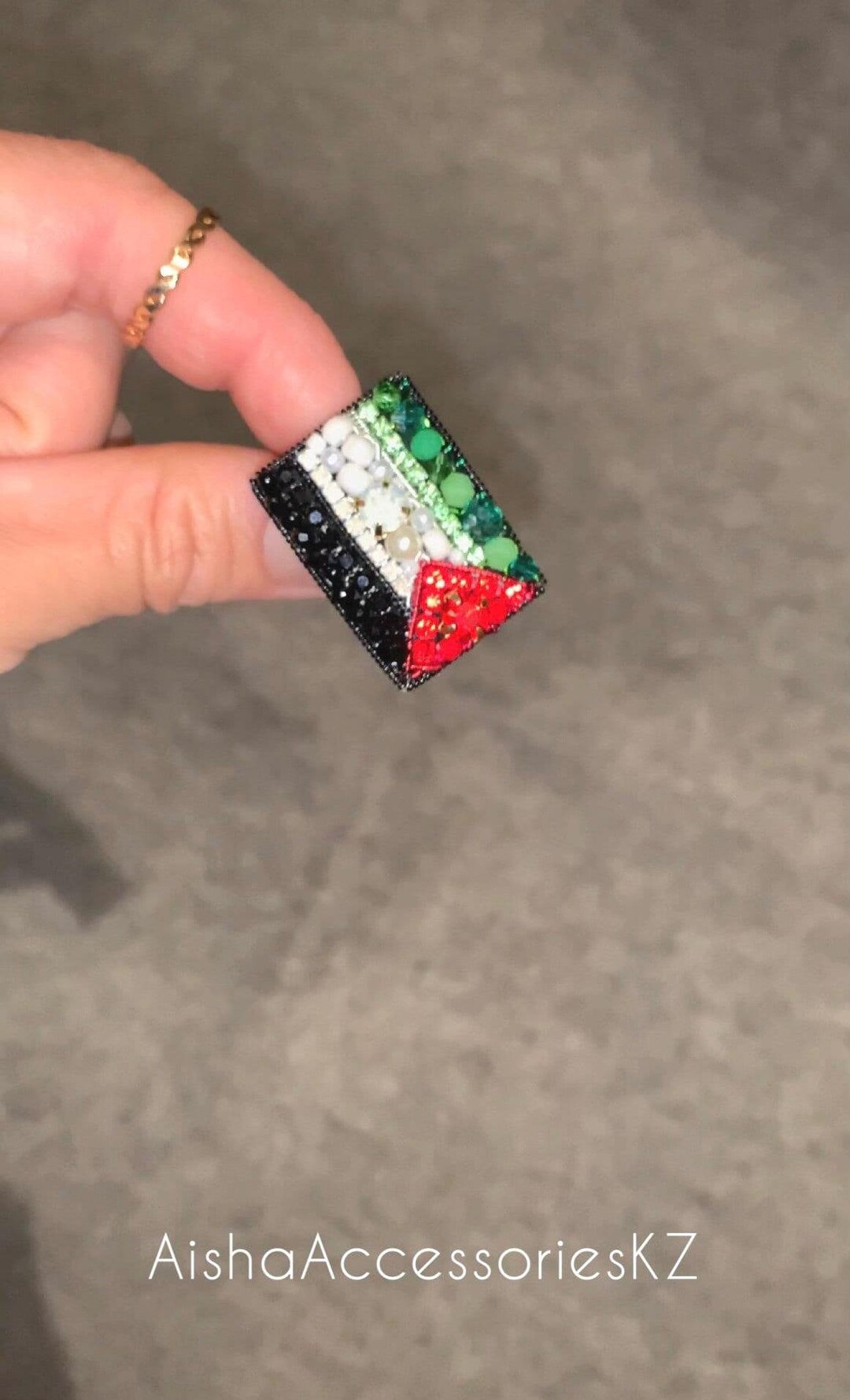 Crystal Beaded Palestine Flag Ring Hand Embroidered Palestine Country ...
