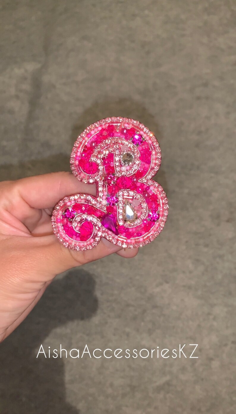 Handmade Barbje Style Letter Brooch B – Hot Pink Beaded Initial Pin ...