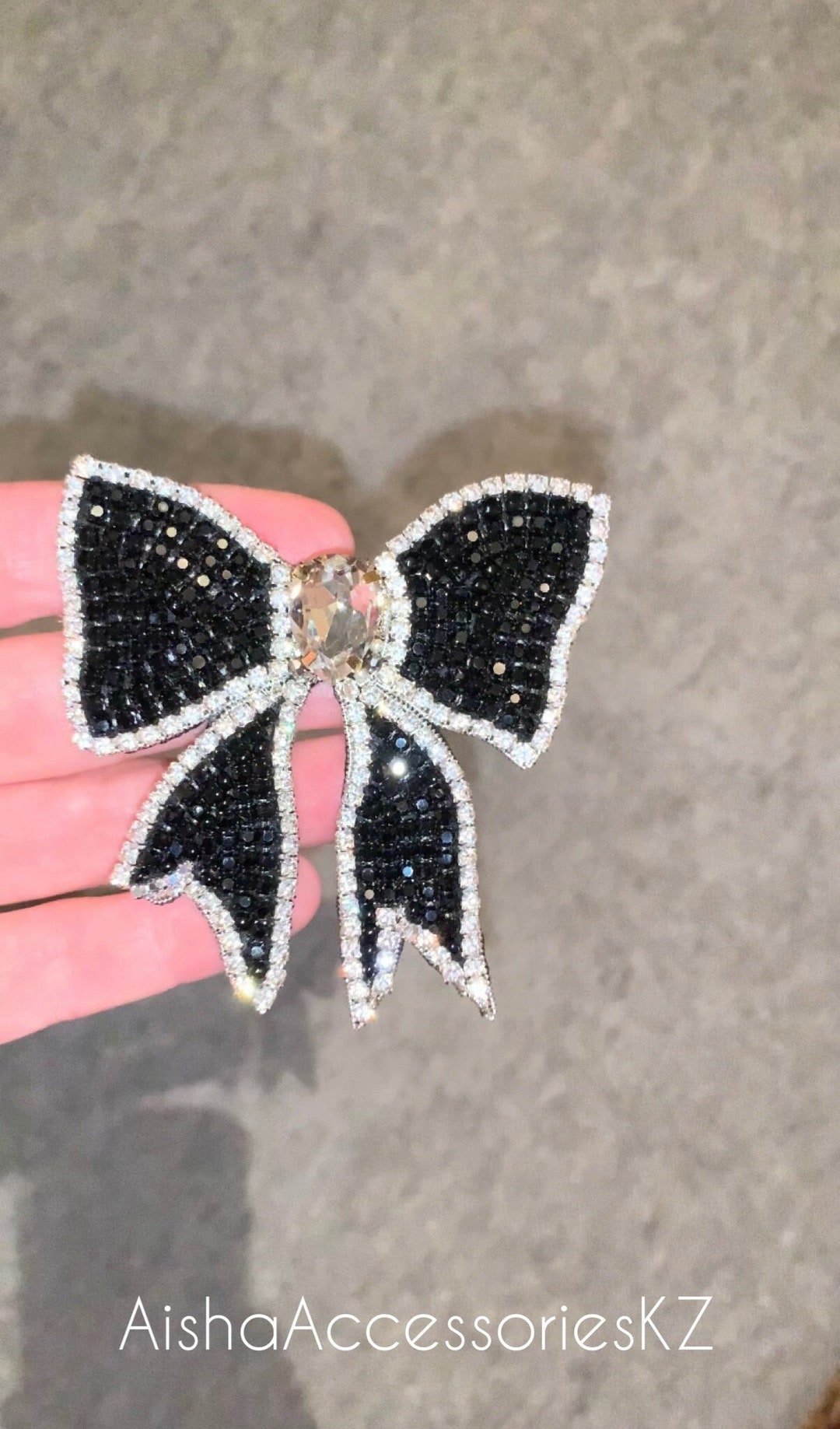 Handcrafted Sparkly Bow Brooch Pin Crystal Beaded Bow Broach Rhinestone ...