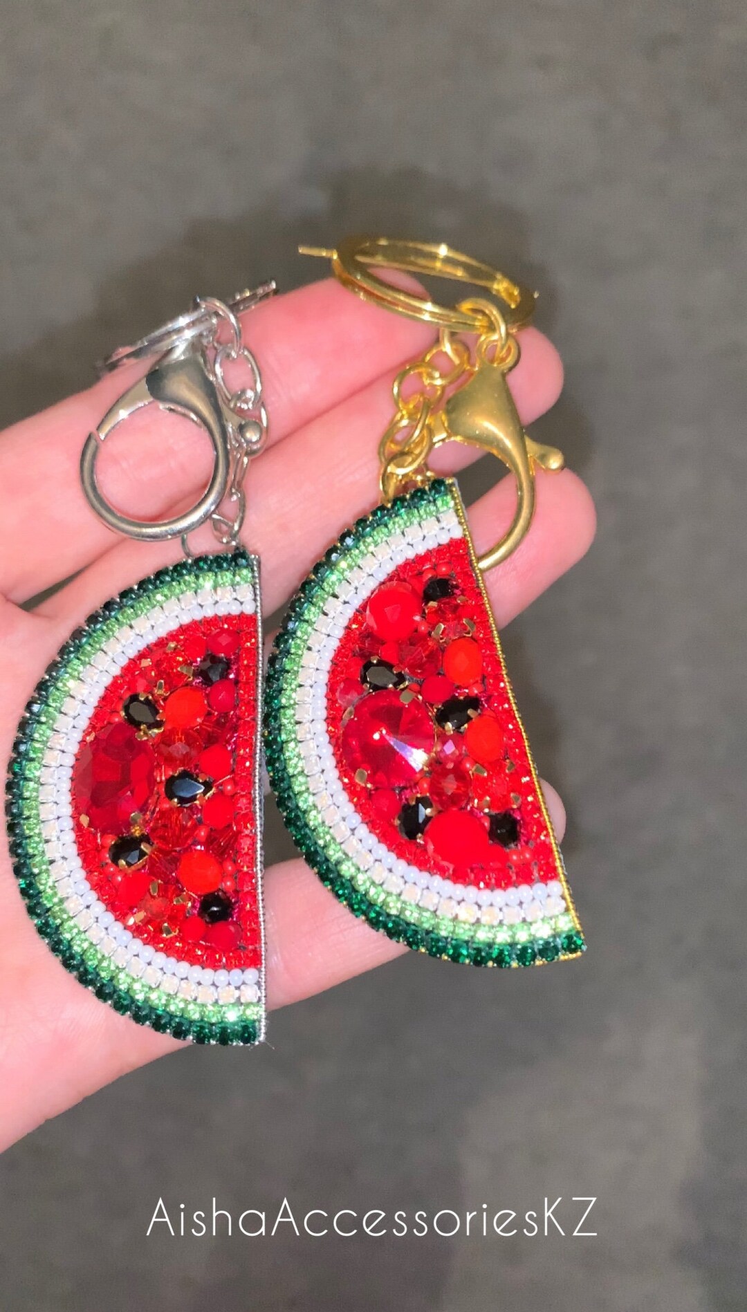 Hand-beaded Watermelon Brooch Crafted Watermelon Keyring Hand ...