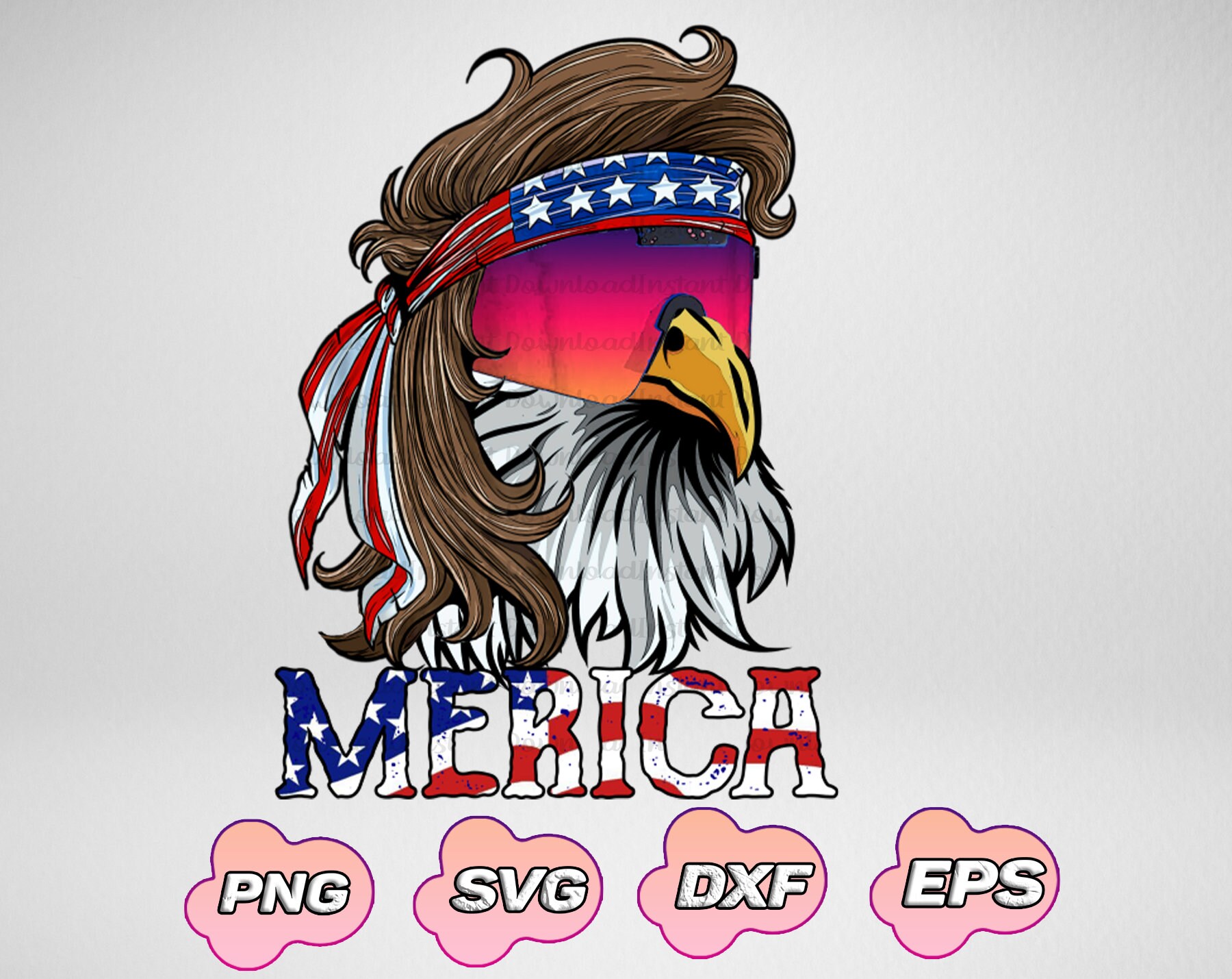 Merica Mullet Eagle PNG Celebrate Freedom Day PNG Design 4 | Etsy