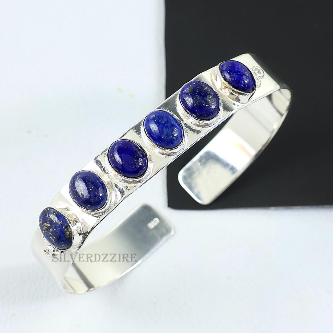 Lapis Cuff Bangle, Lapis Bracelet Kadas, Blue Lapis Bangle, Handmade ...
