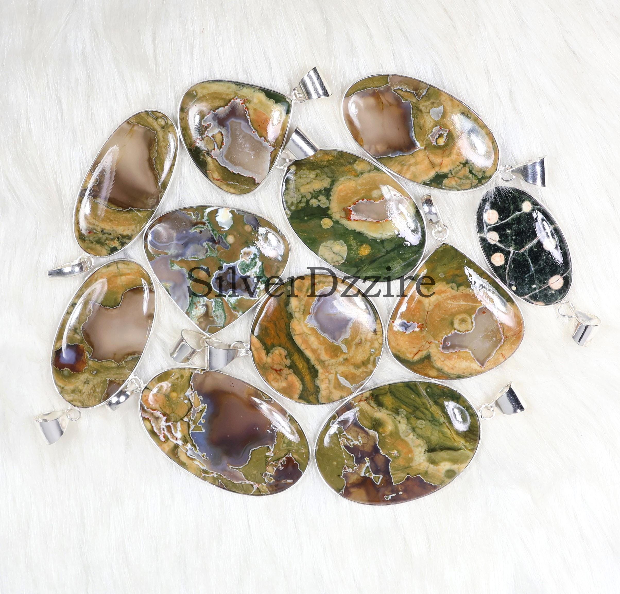 Green Rainforest Jasper Pendant Bezel Pendant Rainforest Pendant ...