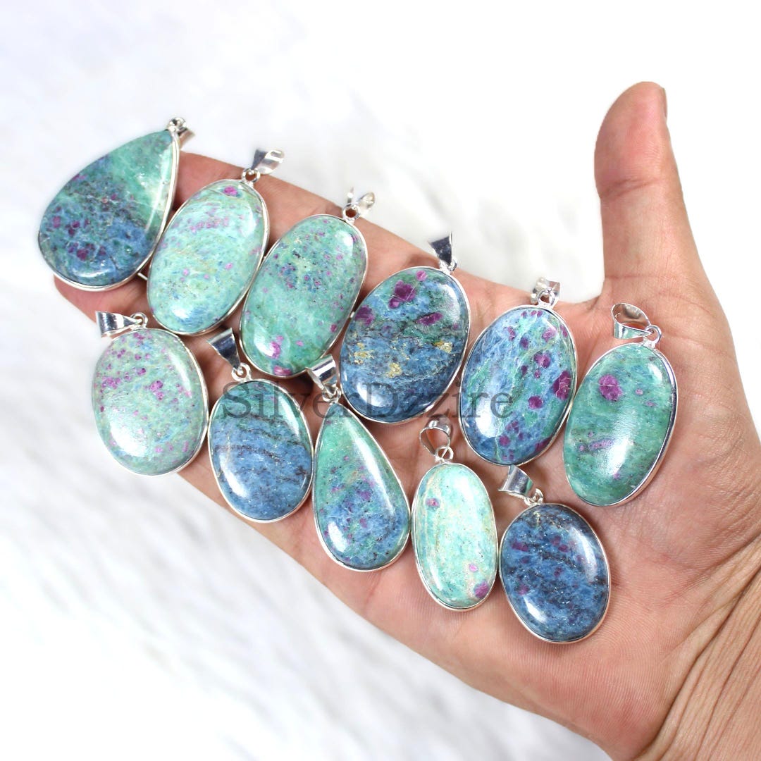 Ruby in Fuchsite Pendant Mix Shape Sterling Silver Pendant Ruby ...