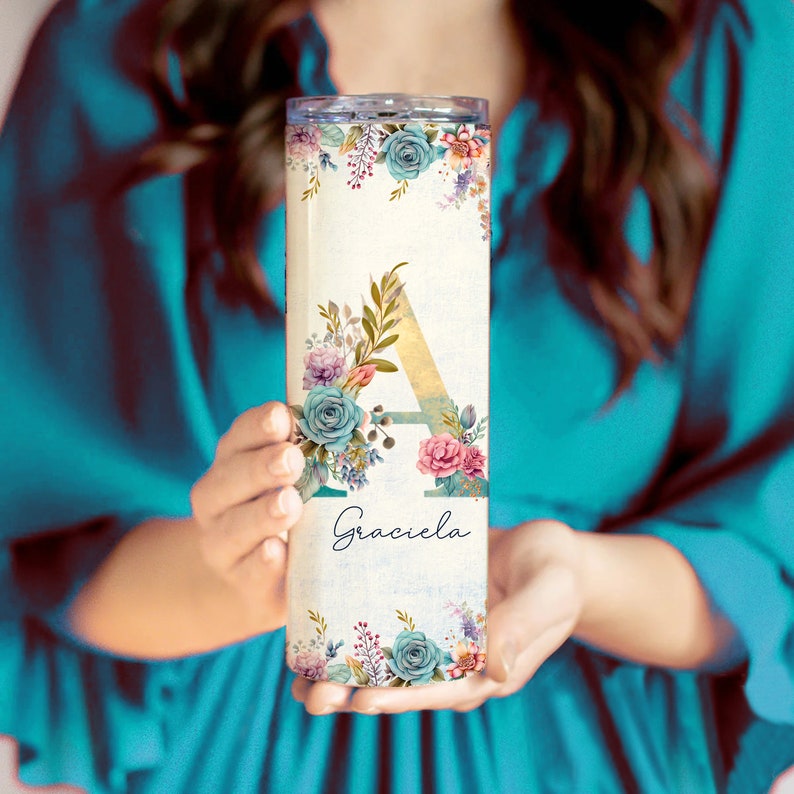 20 Oz Tumbler Wrap Template Design Letter A Alphabet Flowers Straight ...