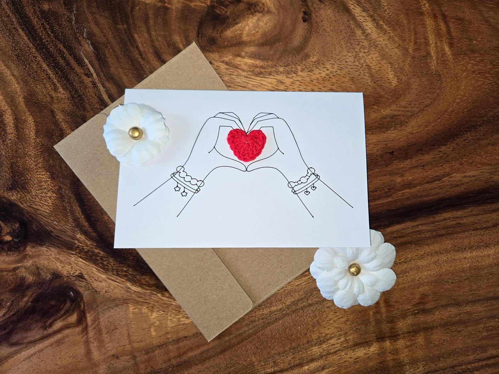 Heart Hands Card, 5.75x3.75, Crochet Accent, Friendship, Love - Etsy