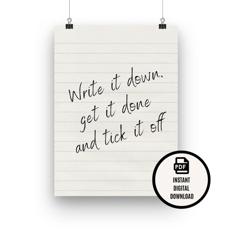 Printable Check List / Chore List / Write It Down / Home Organisation ...