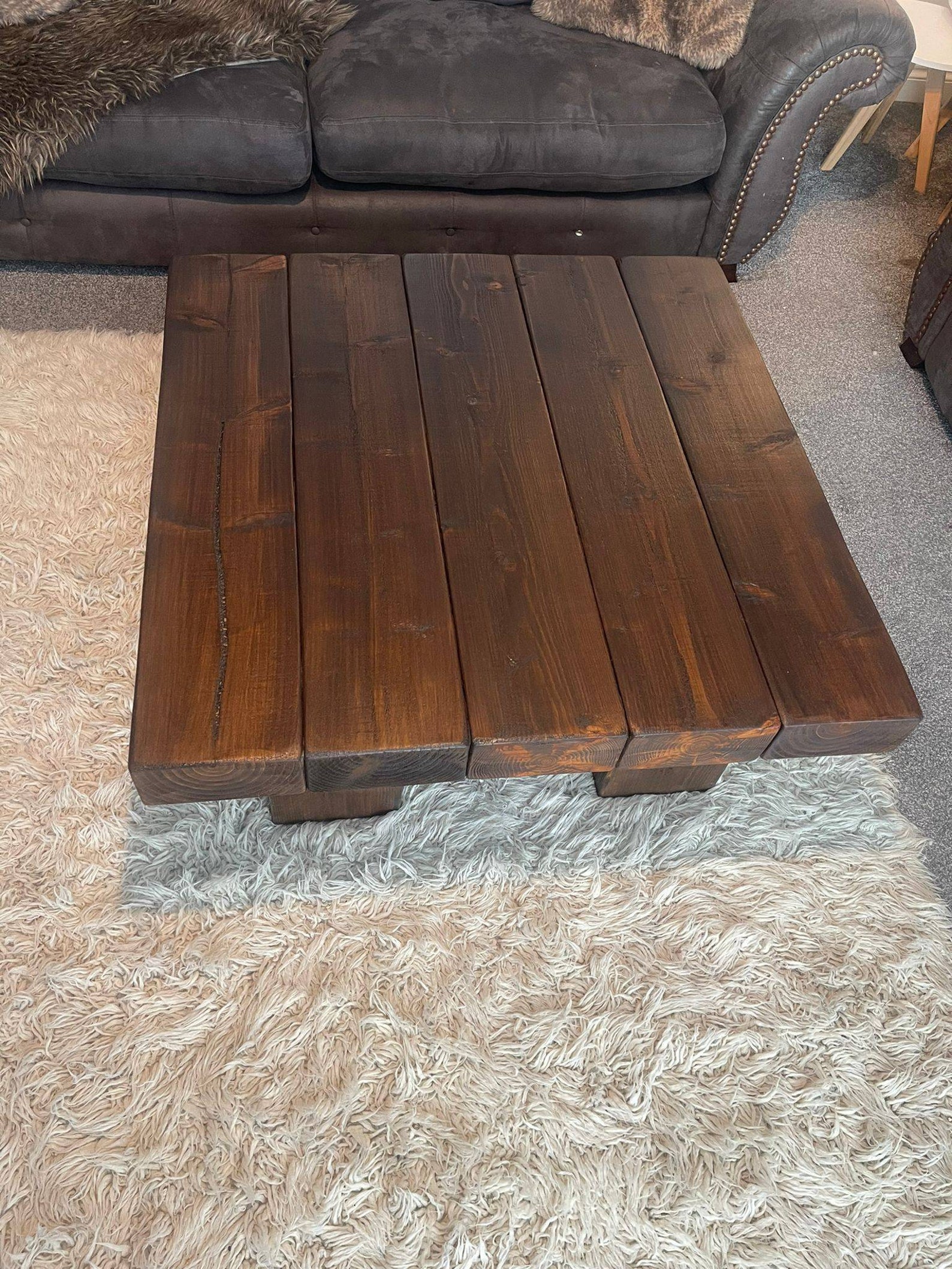 Rustic Handmade Solid Wood Sleeper Coffee Table Xtra Large Xtra Wide 1m ...