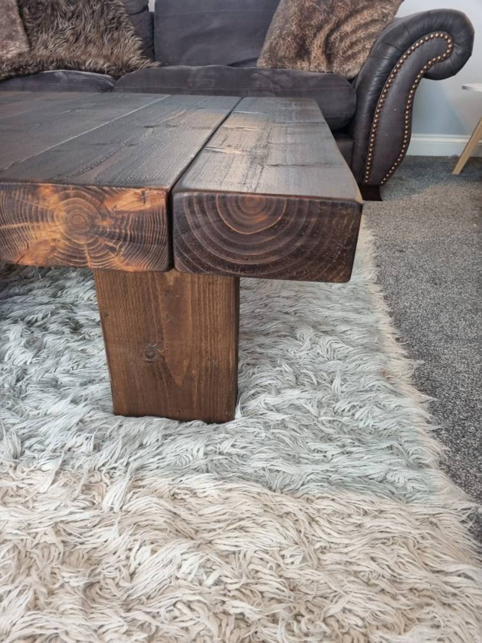 Rustic Handmade Solid Wood Sleeper Coffee Table Xtra Large Xtra Wide 1m ...
