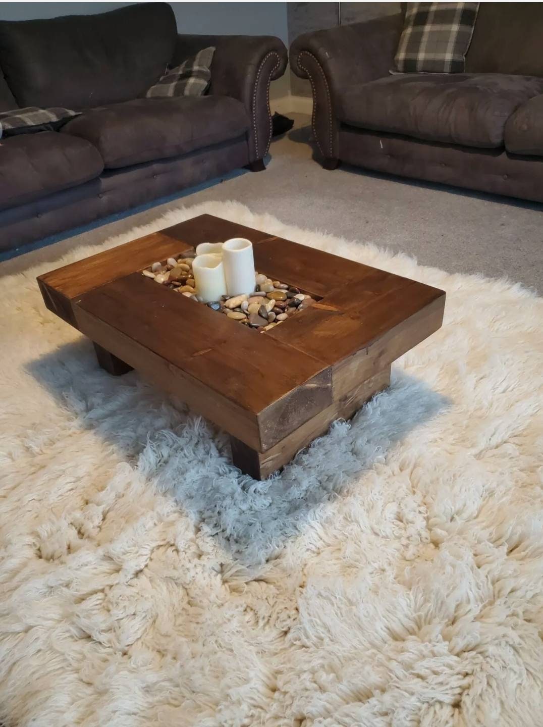 Rustic Handmade Solid Wood Sleeper Coffee Table Medium - Etsy UK