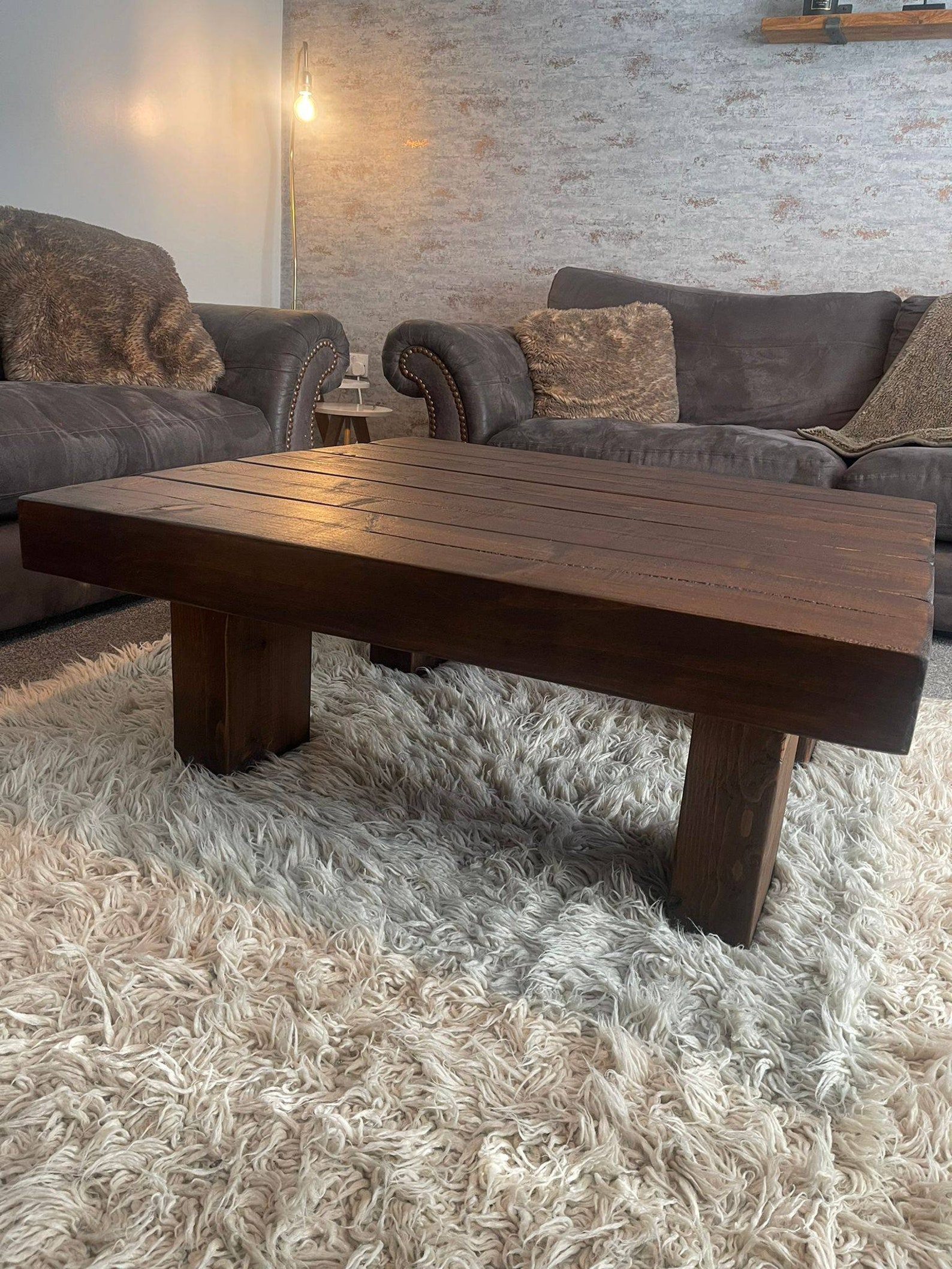 Rustic Handmade Solid Wood Sleeper Coffee Table Xtra Large Xtra Wide 1m ...