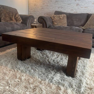 Rustic Handmade Solid Wood Sleeper Coffee Table Xtra Large Xtra Wide 1m ...