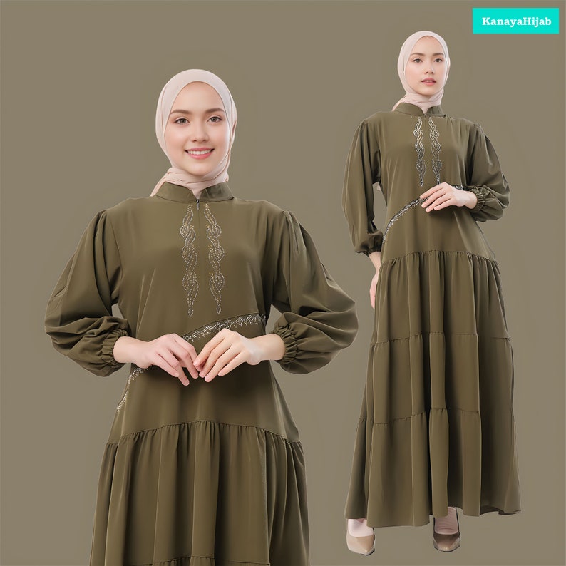 Asofa Dress Stylish Muslim Women's Gamis in Bahan Varel Obisanin Fabric ...