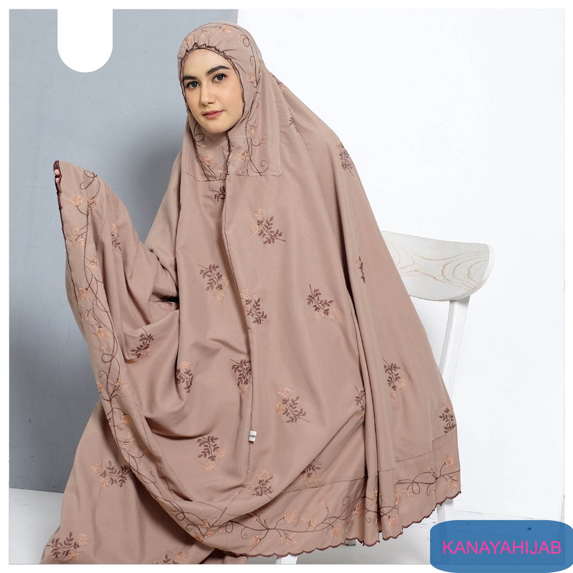 Jumbo Adult Mukena, Latest Design With Tulipa Flower Embroidery, Prayer ...