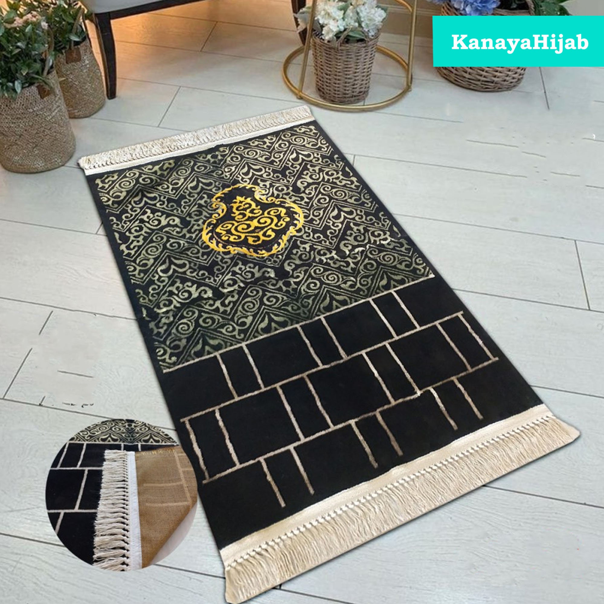 Super Thick Black Prayer Mat: Enhanced Comfort for Serene Worship, Anti ...