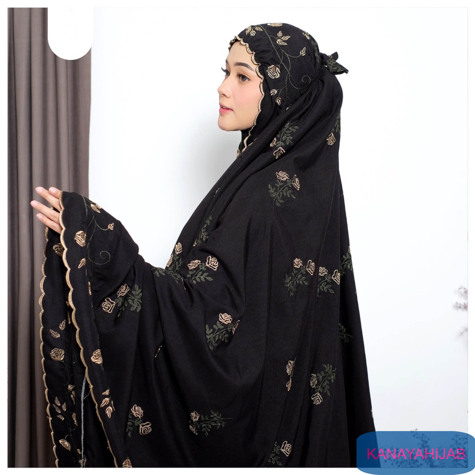Jumbo Adult Mukena, Latest Design With Tulipa Flower Embroidery, Prayer ...