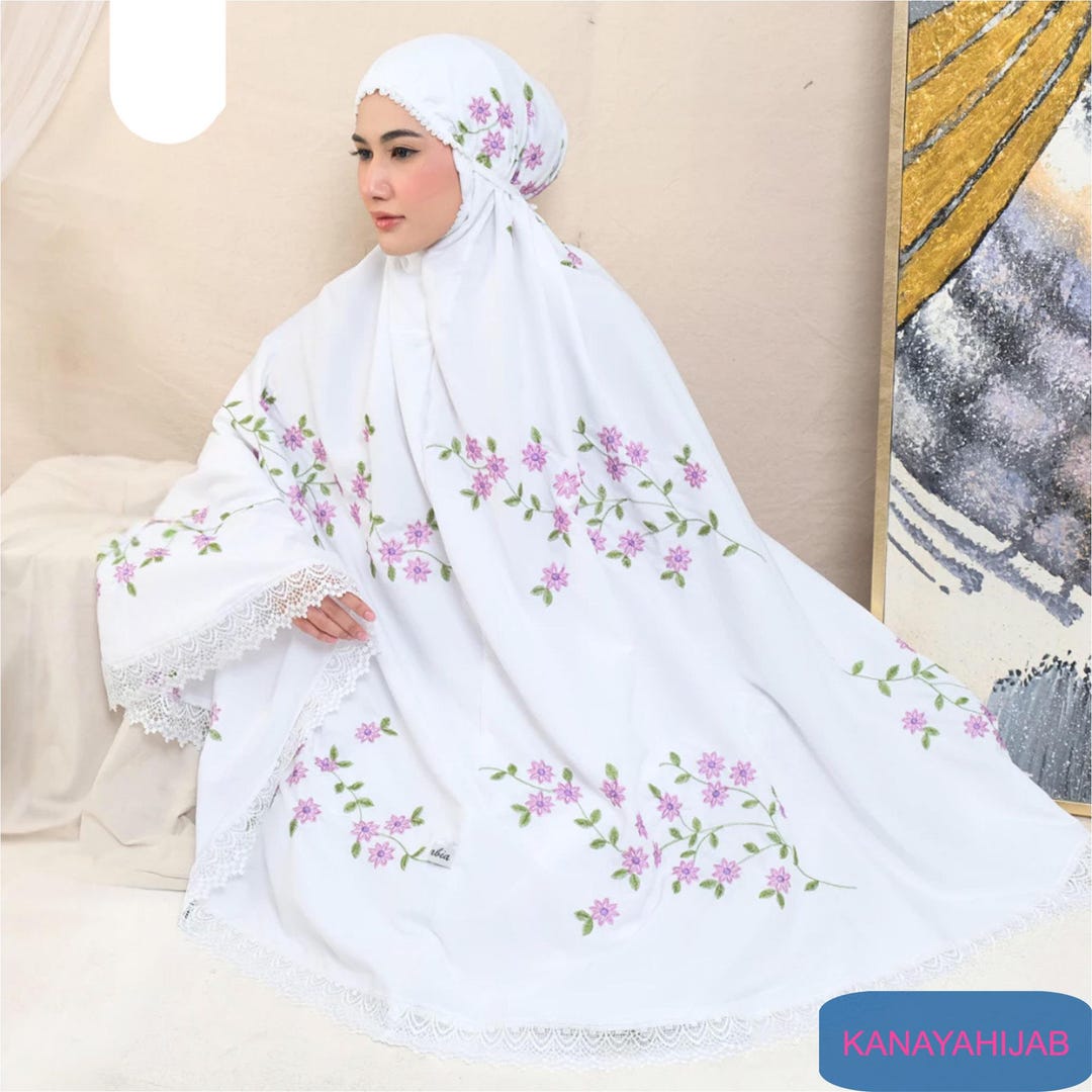 Ellena's Lace Premium Embroidery Cotton Adult Mukena, Prayer Dress ...