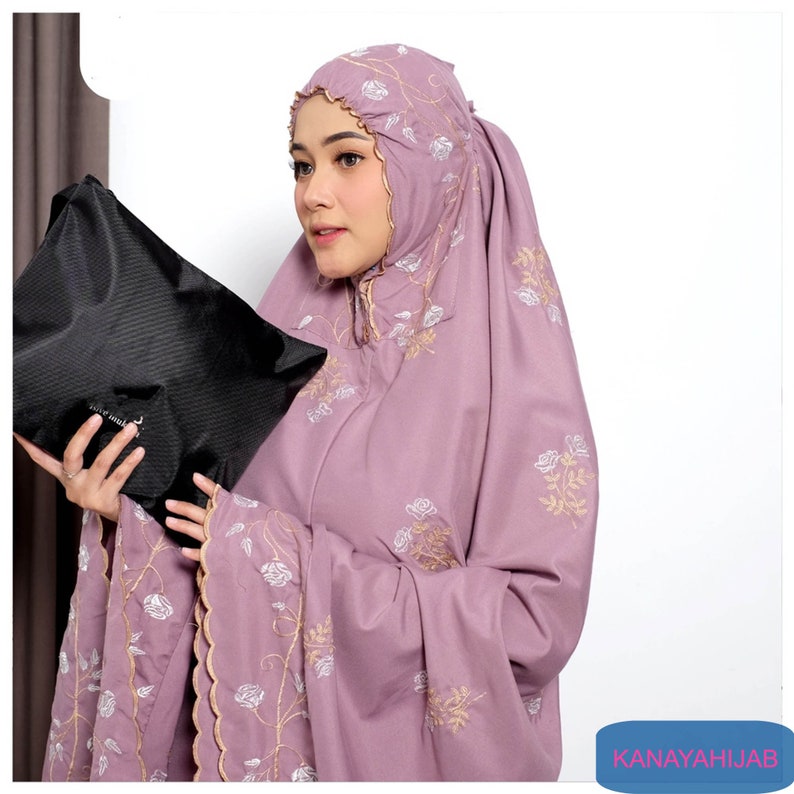 Jumbo Adult Mukena, Latest Design With Tulipa Flower Embroidery, Prayer ...