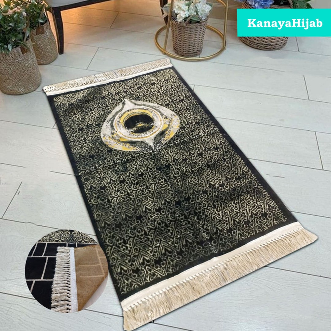 Super Thick Black Prayer Mat: Enhanced Comfort for Serene Worship, Anti ...