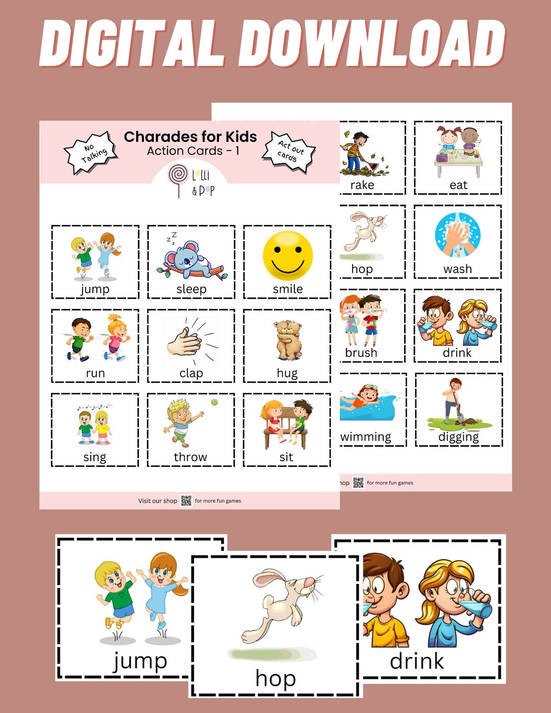 Charades Game for Kids - Charades Game, Memory Game, Dramatic Play ...