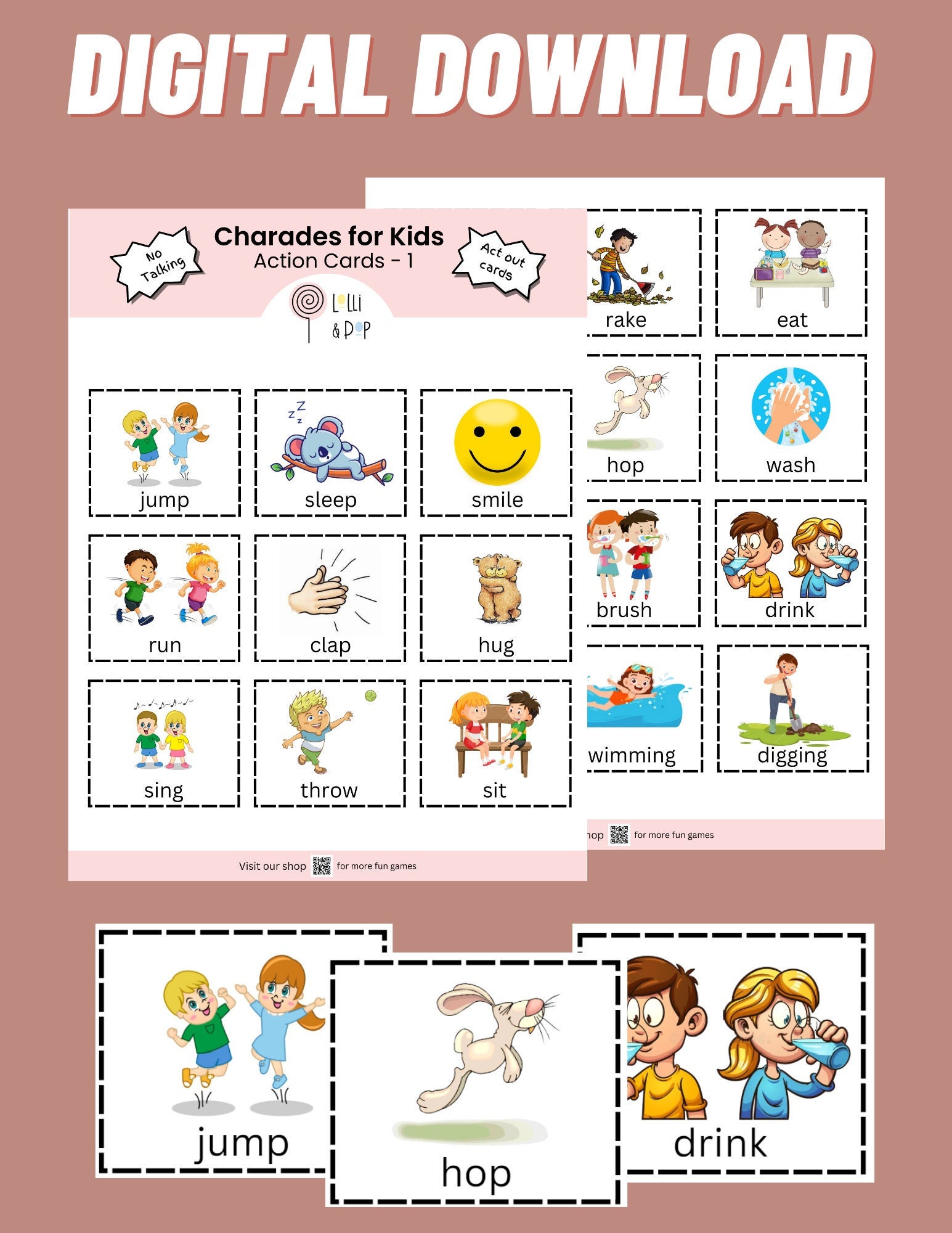 Charades Game for Kids - Charades Game, Memory Game, Dramatic Play ...