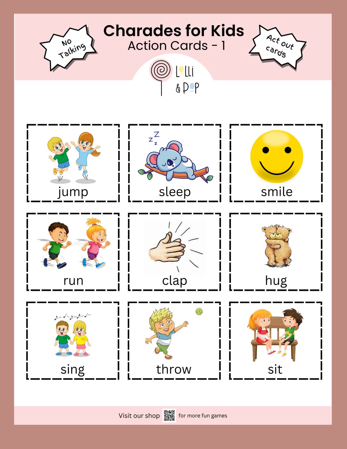 Charades Game for Kids - Charades Game, Memory Game, Dramatic Play ...