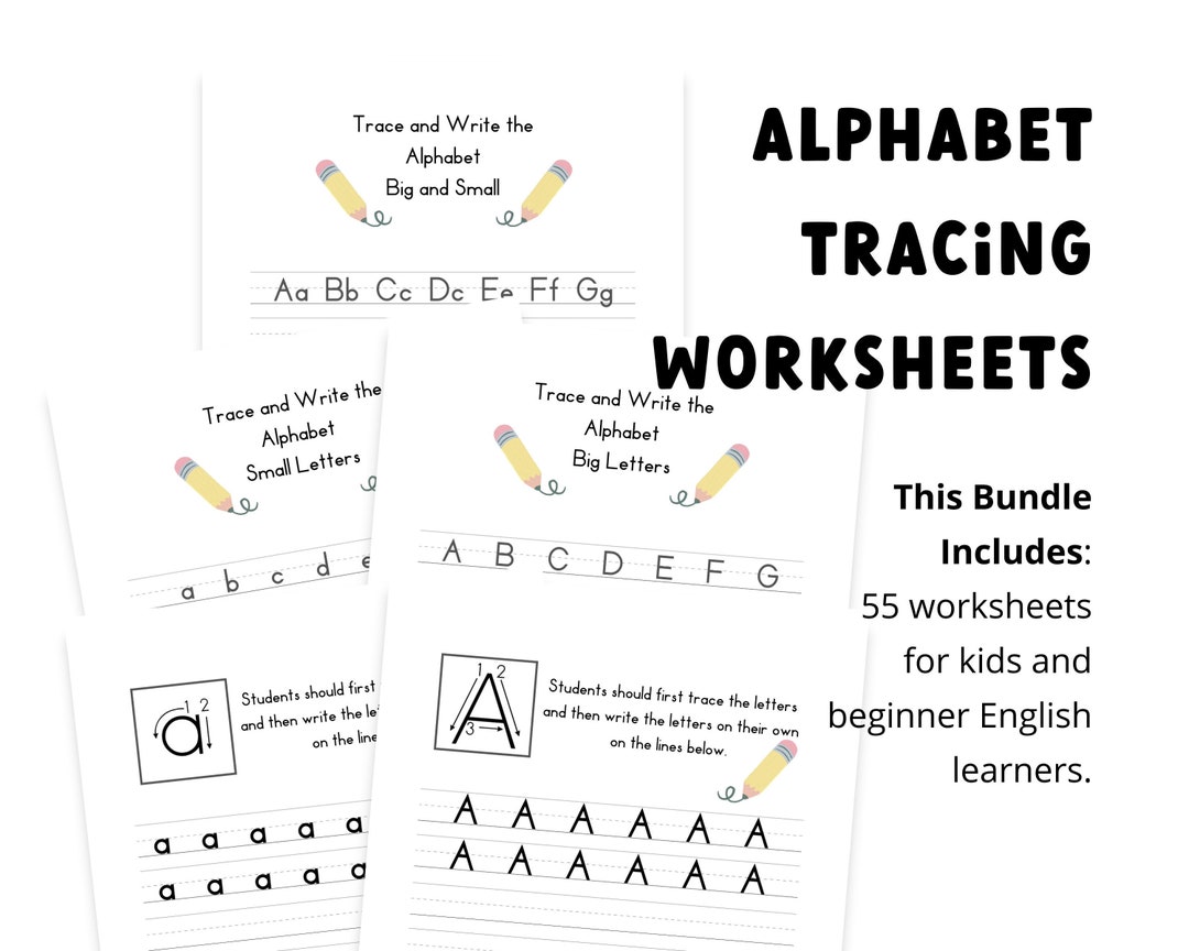 Alphabet Tracing Worksheets Bundle, Digital Printable, ABC Letter ...