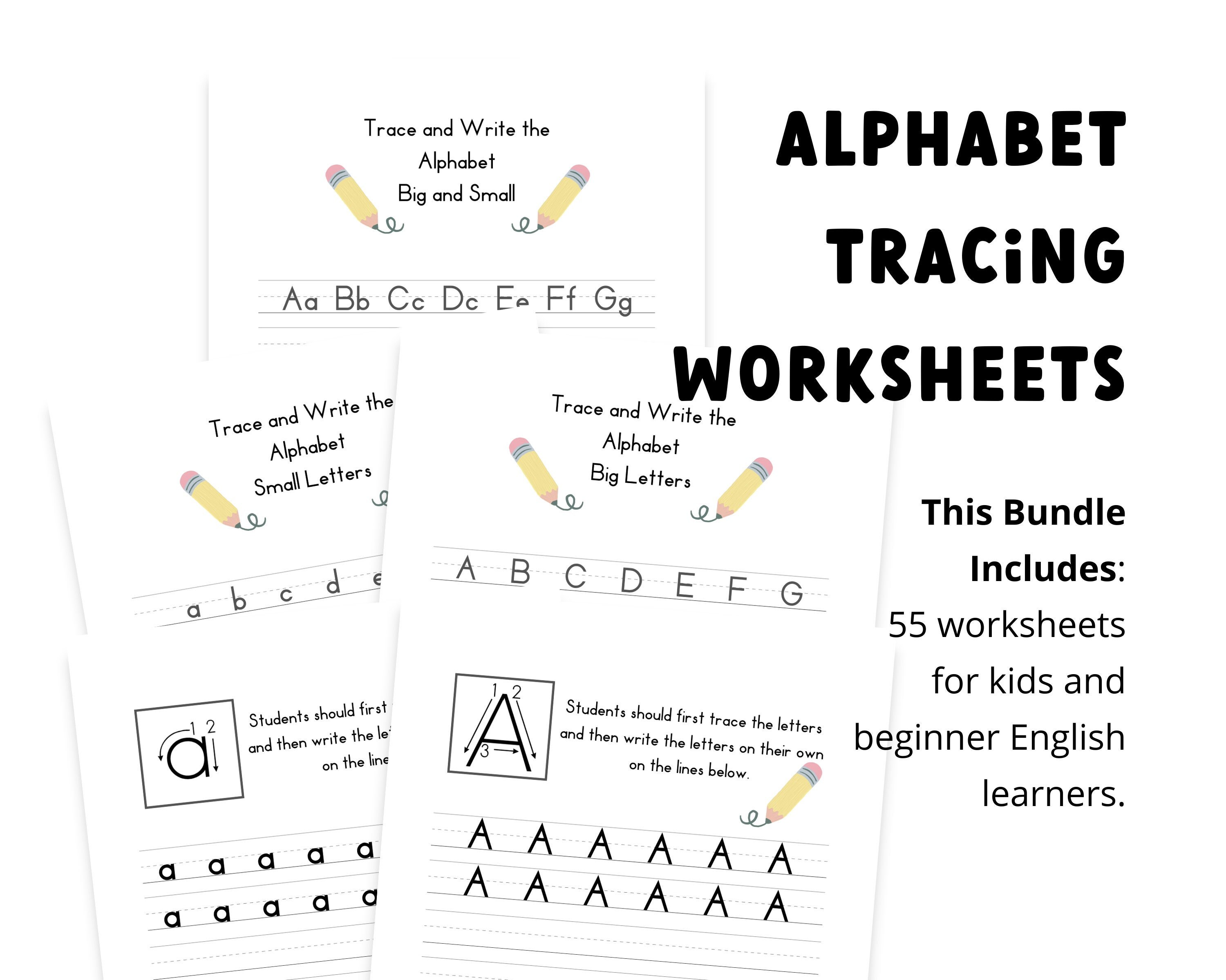 Alphabet Tracing Worksheets Bundle, Digital Printable, ABC Letter ...