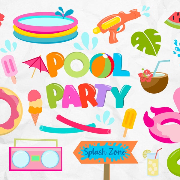 Pool Party Clip Art - Etsy