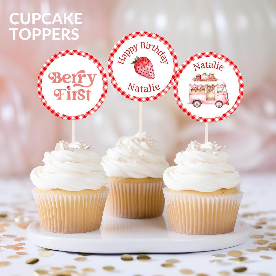 Berry First Cupcake Toppers Editable for Berry First Birthday Printable ...
