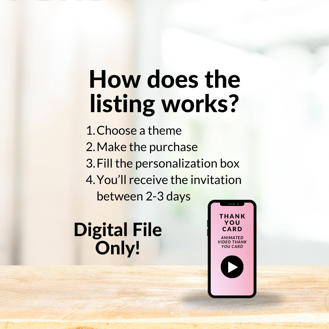 Thank You Card, Animated Video Thank You Card, Party Thank You Card - Etsy