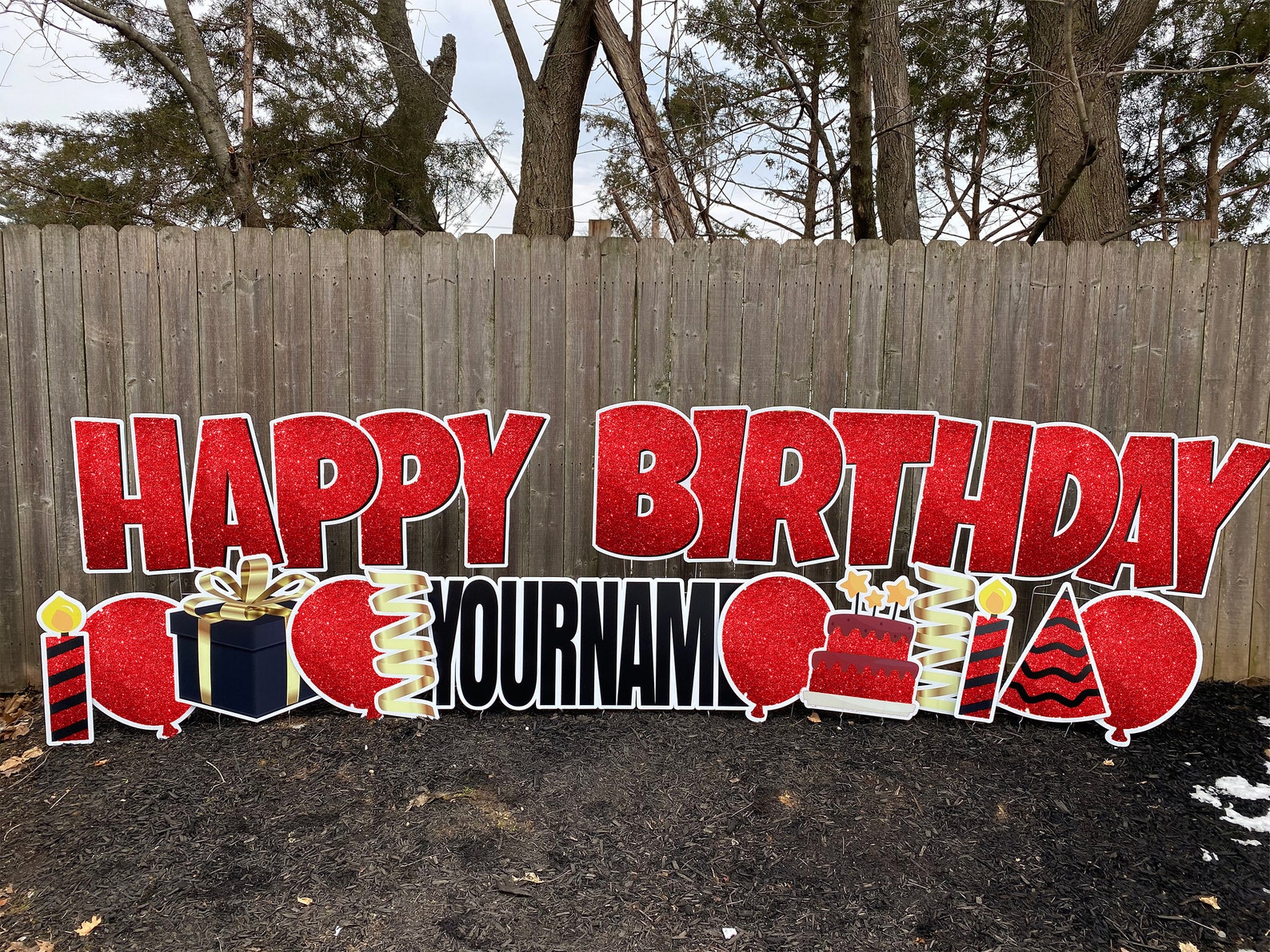 Personalized Large Happy Birthday With Age Set Yard Card Signs With ...