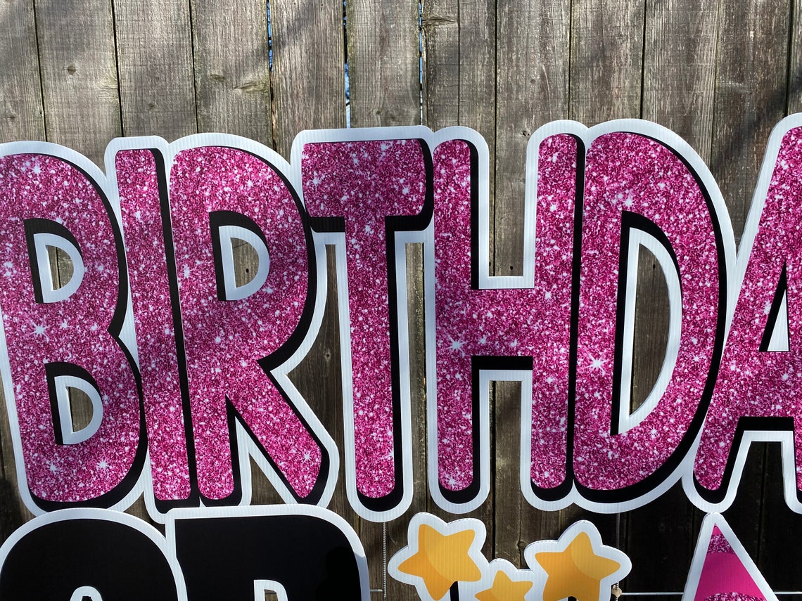 Complete Personalized Happy Birthday Double Yard Signs With Stakes: HBD ...