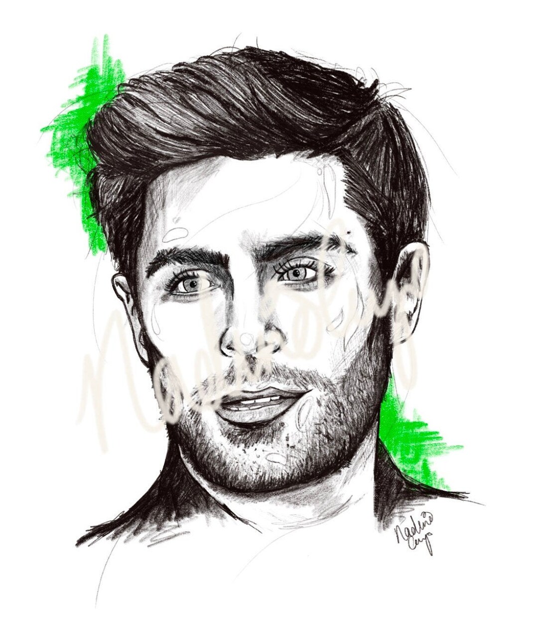 Zac Efron, Digital Sketch - Etsy