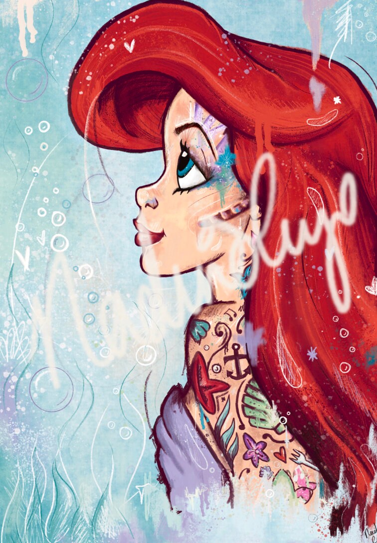 Punk Disney Princess Ariel Drawing