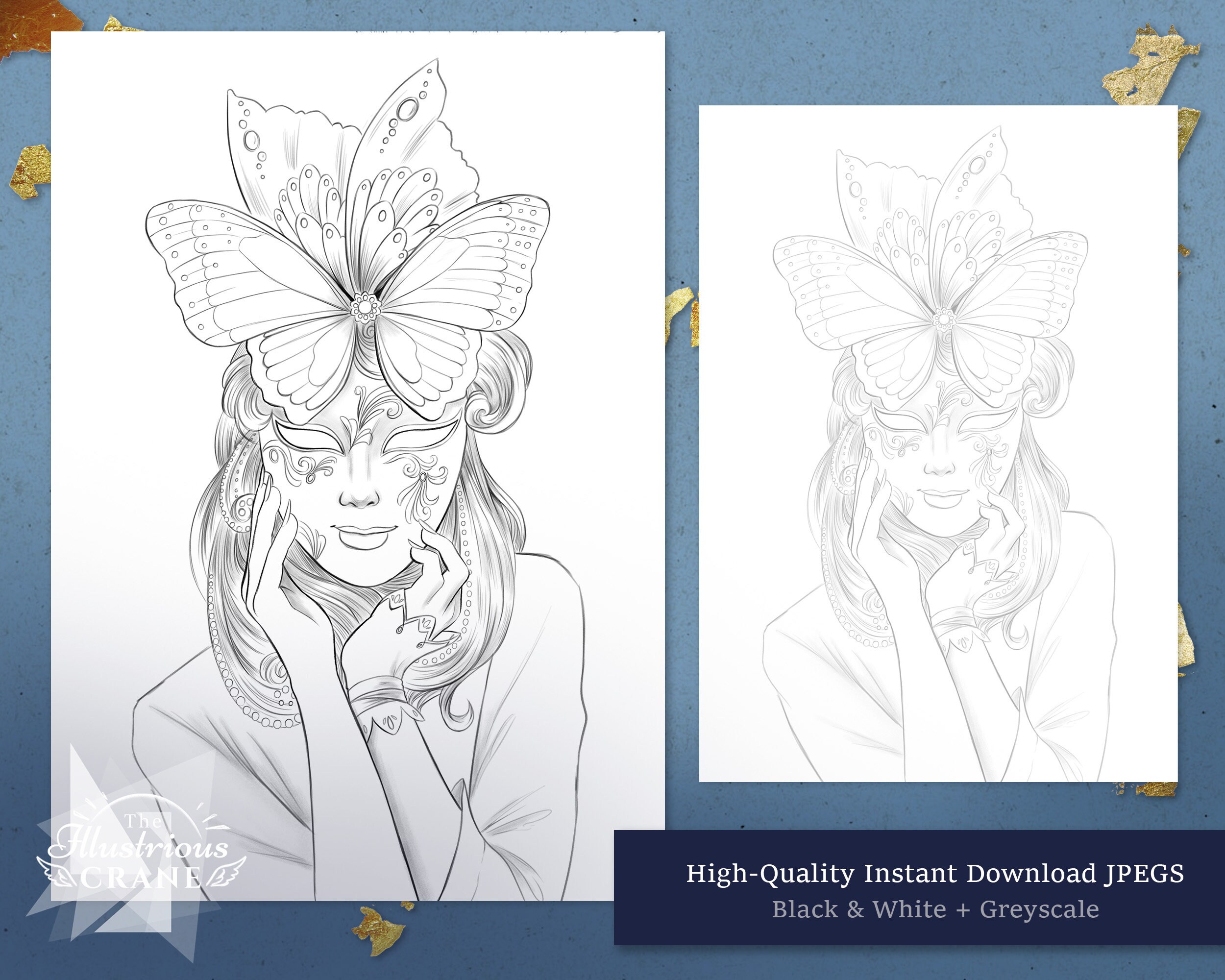 Printable Adult Coloring Pages, Bundle of 6x Venetian Mask Coloring ...