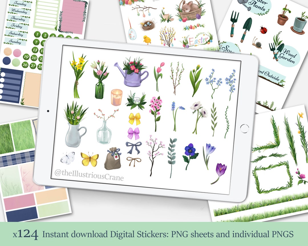 Spring Digital Sticker Bundle, Instant Download, Individual Pngs for ...