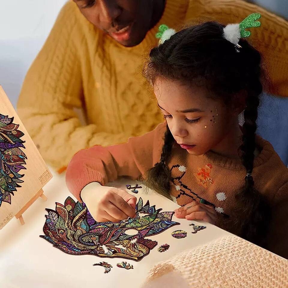 Forest Animals Wild Fox Wooden Jigsaw Puzzle 3D Wooden Busy Puzzles for ...