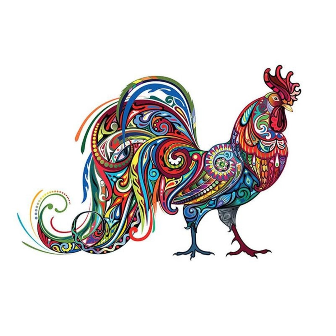 Rooster Art Wooden Jigsaw Puzzle Rooster 3D Wooden Busy - Etsy