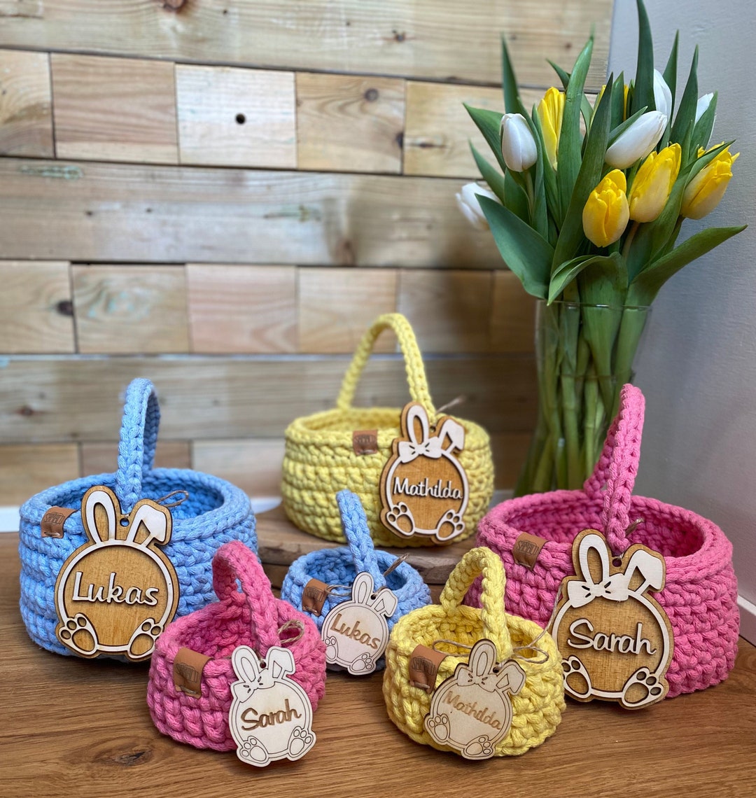 Basket hanni Henkel Crocheted From Wool as a Gift - Etsy