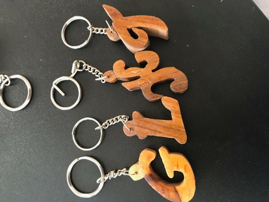Small Wooden Letters Alphabet Key Ring Initial Letter Keyring | Etsy