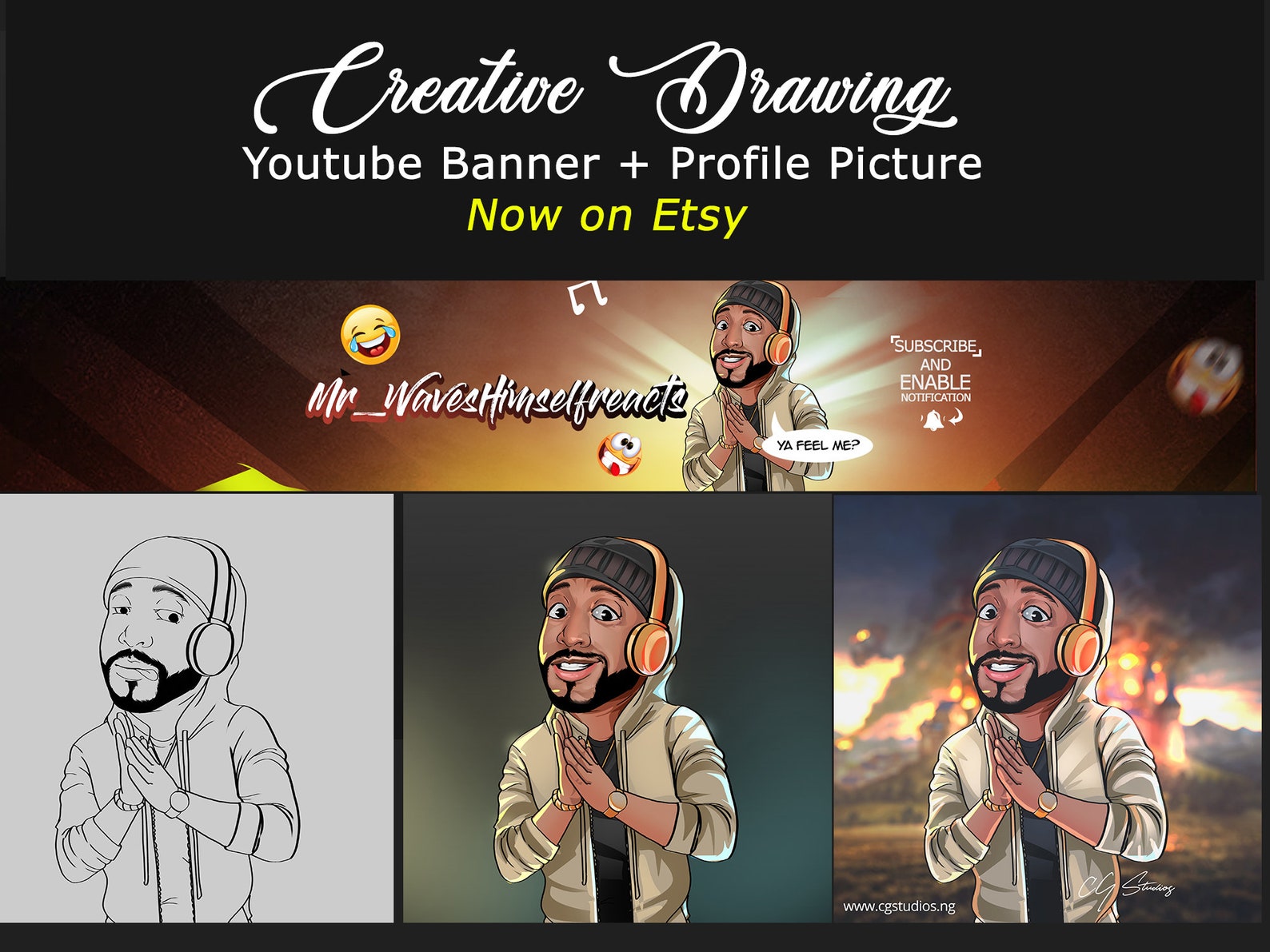Youtube Banner Cartoon Youtube Banner Social Media Branding - Etsy