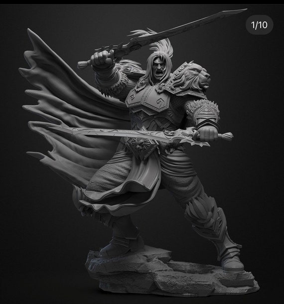 Varian Wrynn With Two Sword World of Warcraft Statue for the - Etsy